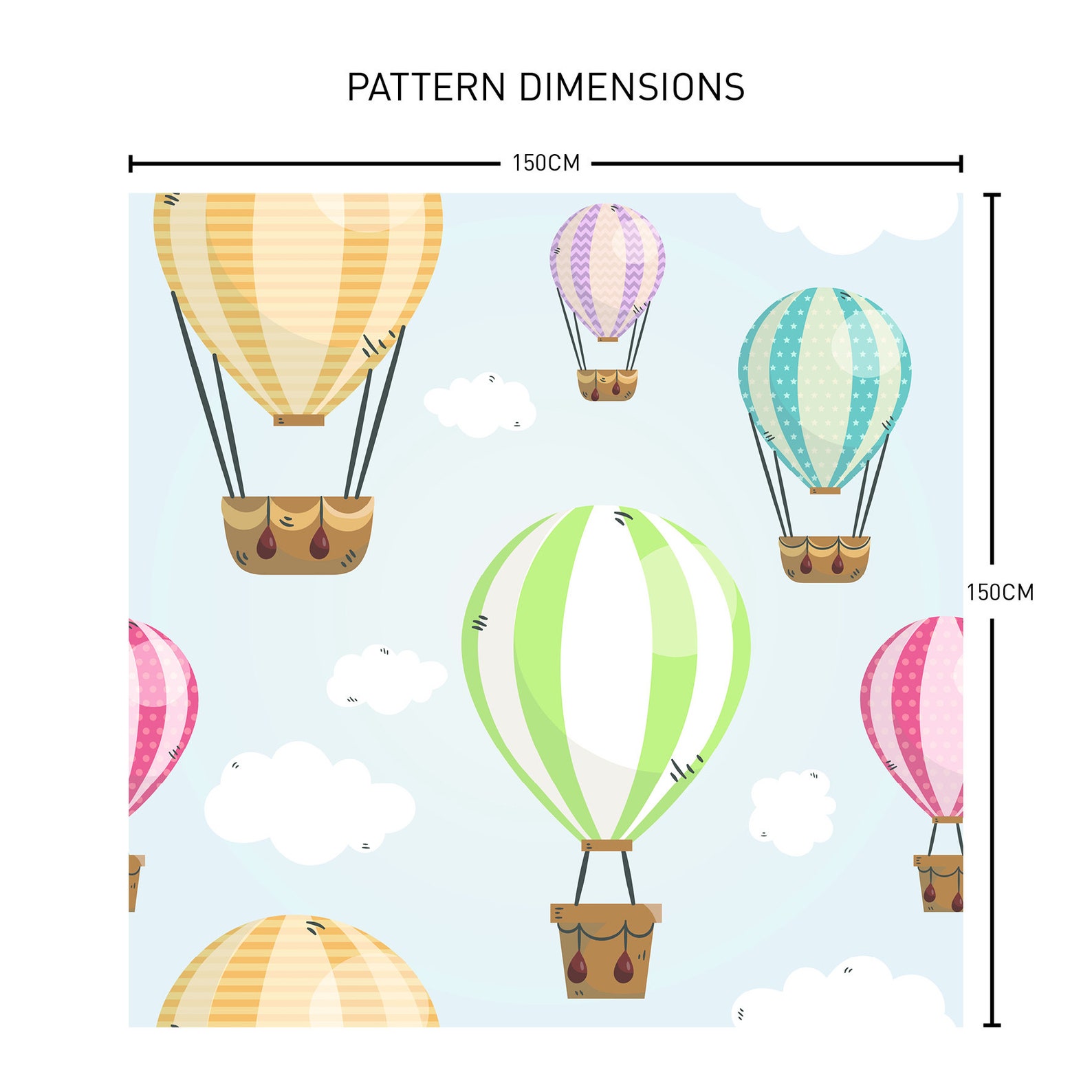 Up up and Away Removable Wall Paper | Hot Air Balloon Wallpaper | Peel ...