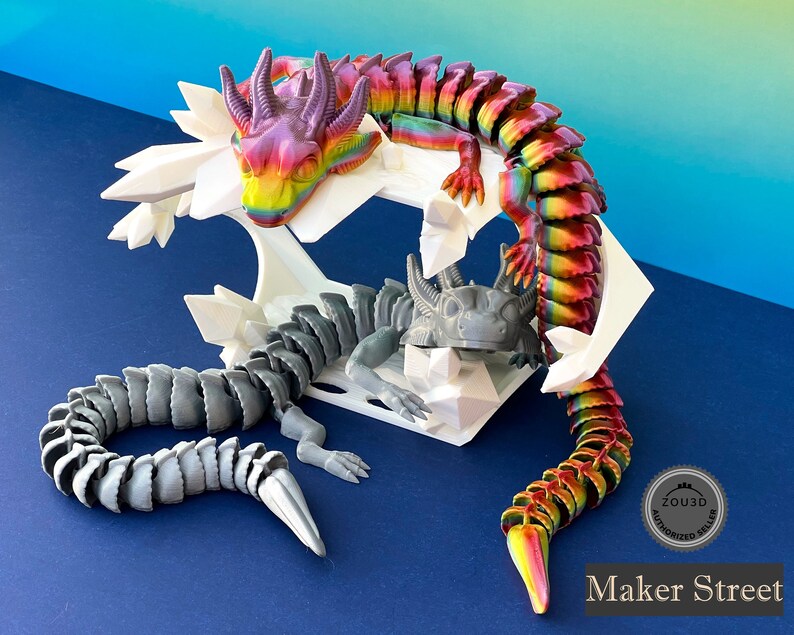 Articulated Axolotl Dragon 3d Printed Many Color Options - Etsy