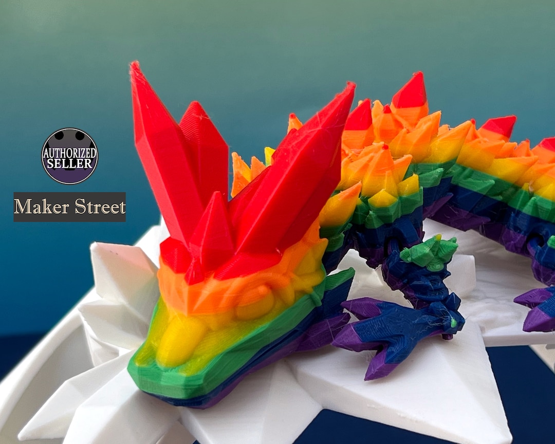ROYGBIV - LGBTQ Flag Colors - Flexible Articulated Baby Crystal Dragon ...