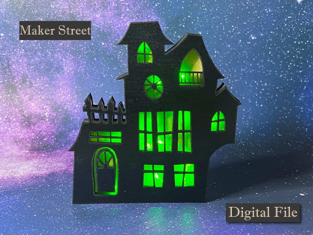 Haunted House - Digital File for Laser Cutting - Halloween Sign With ...