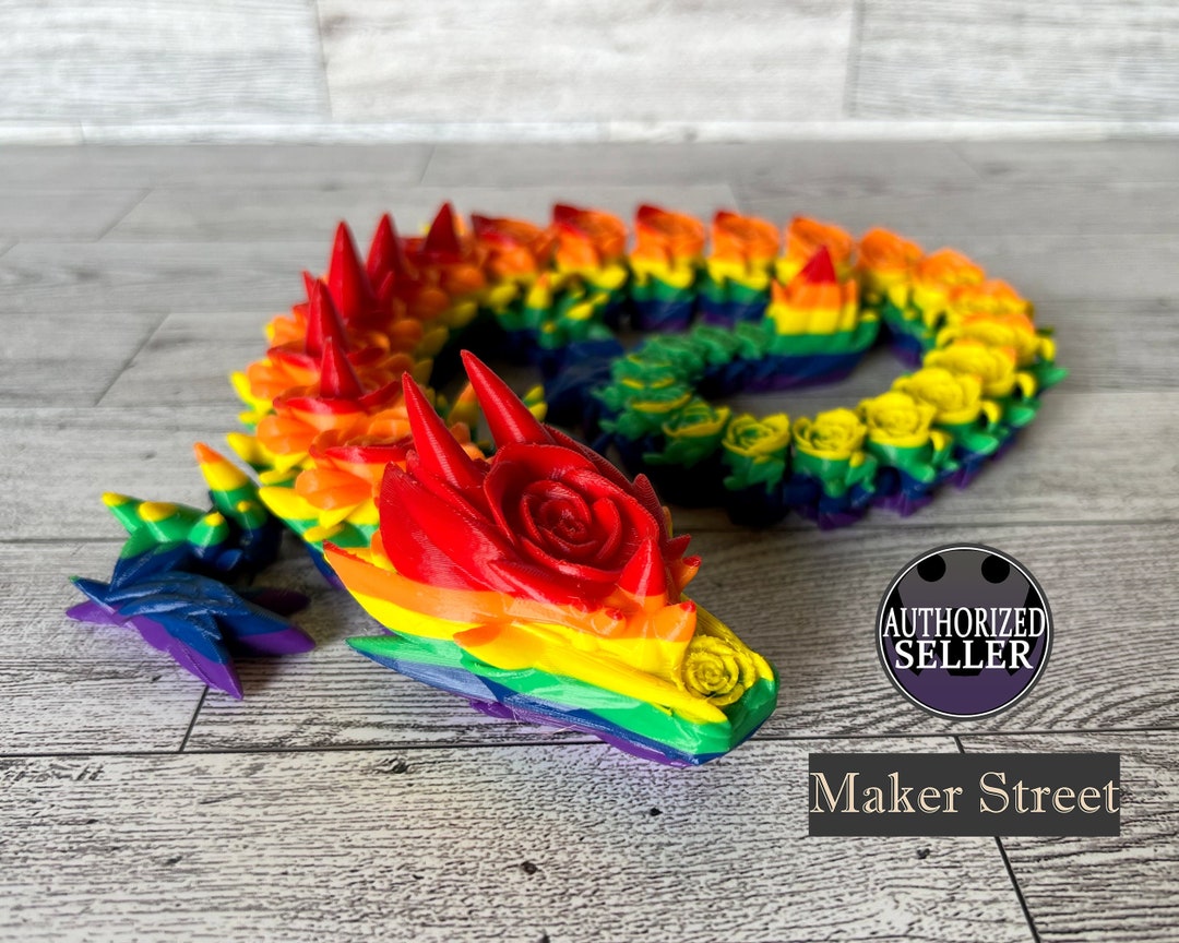 ROYGBIV - LGBTQ Flag Colors - Flexible Articulated Rose Dragon - 3d ...
