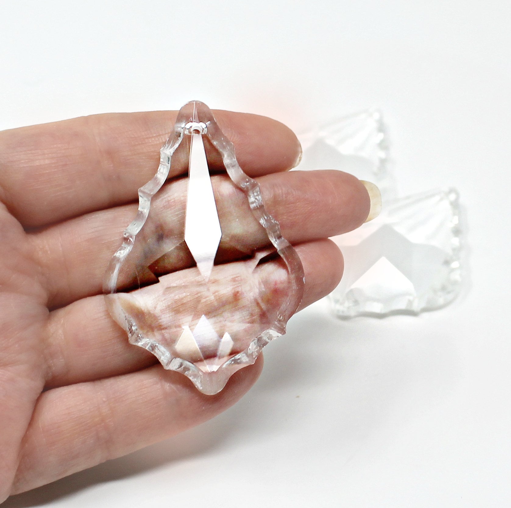 Large Clear French Pendant Crystal Prisms for Chandelier, 62mm Faceted ...