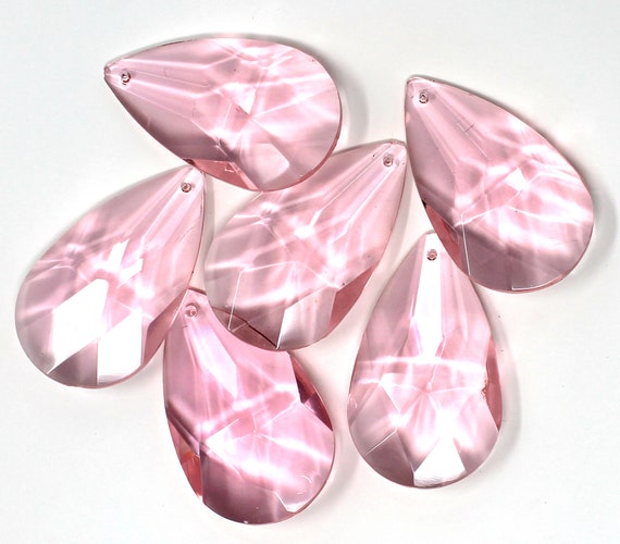 Large Pink Crystal Teardrop Prisms for Chandelier 65mm - Etsy