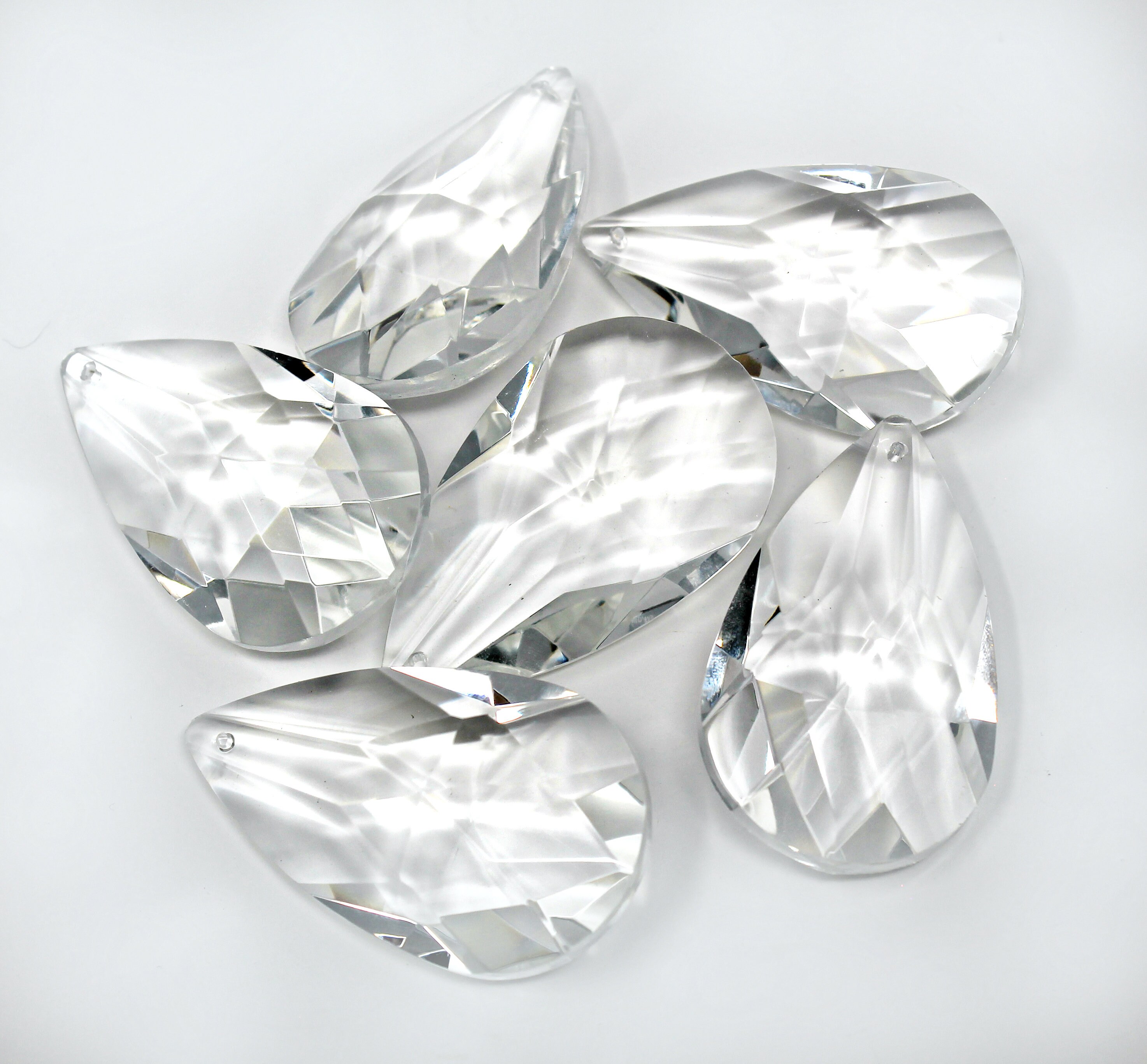 Large Clear Crystal Teardrop Prisms for Chandelier, 65mm Faceted Cut ...