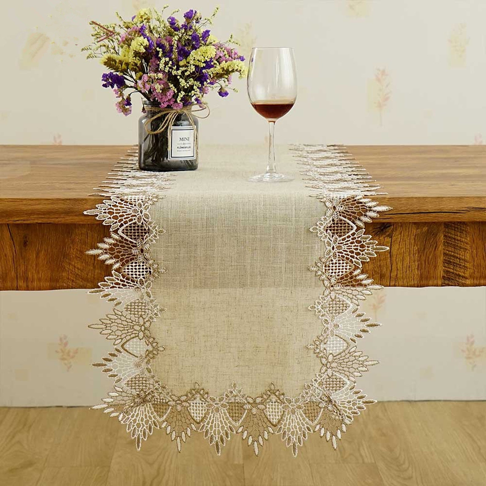 Linen Lace Embroidery Table - Etsy