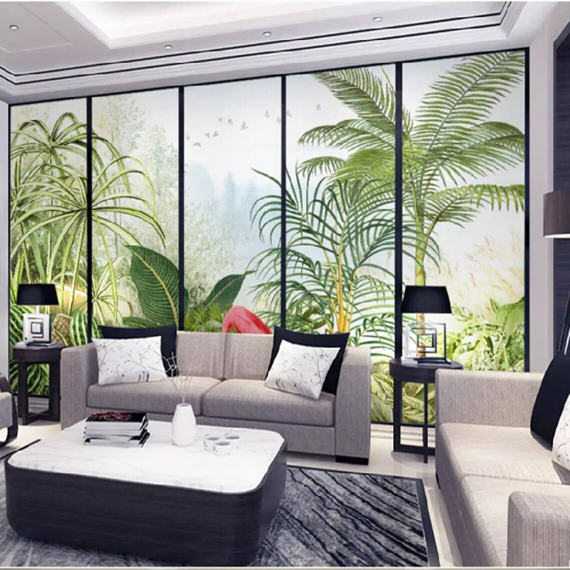 Floral Wallpaper Stick Wallpaper Forest Green Leaves - Etsy