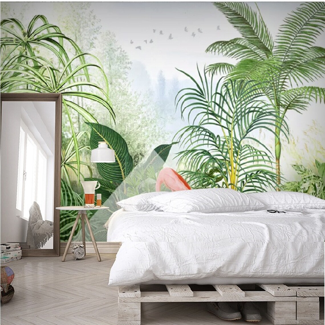 Floral Wallpaper Stick Wallpaper Forest Green Leaves | Etsy