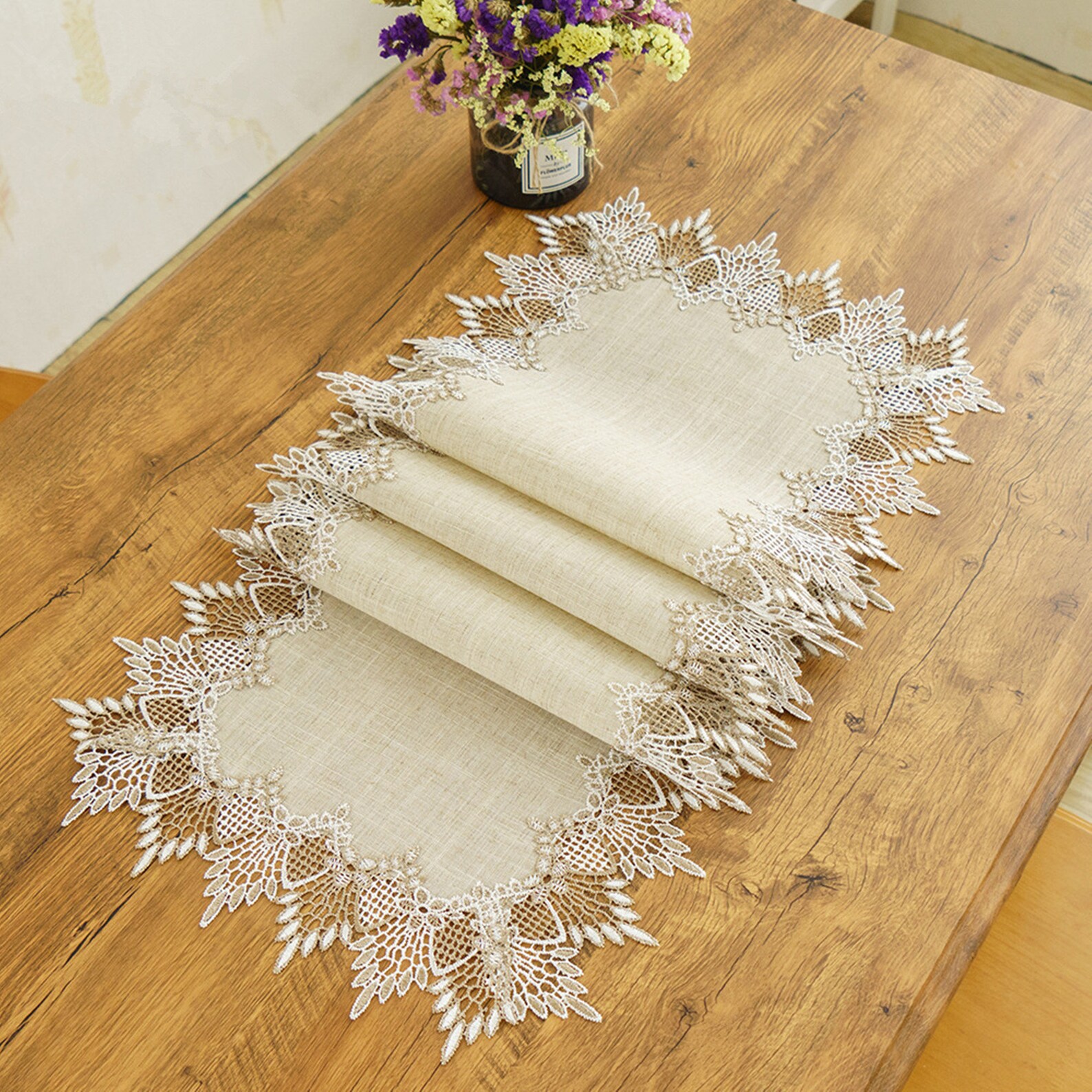 Linen Lace Embroidery Table - Etsy