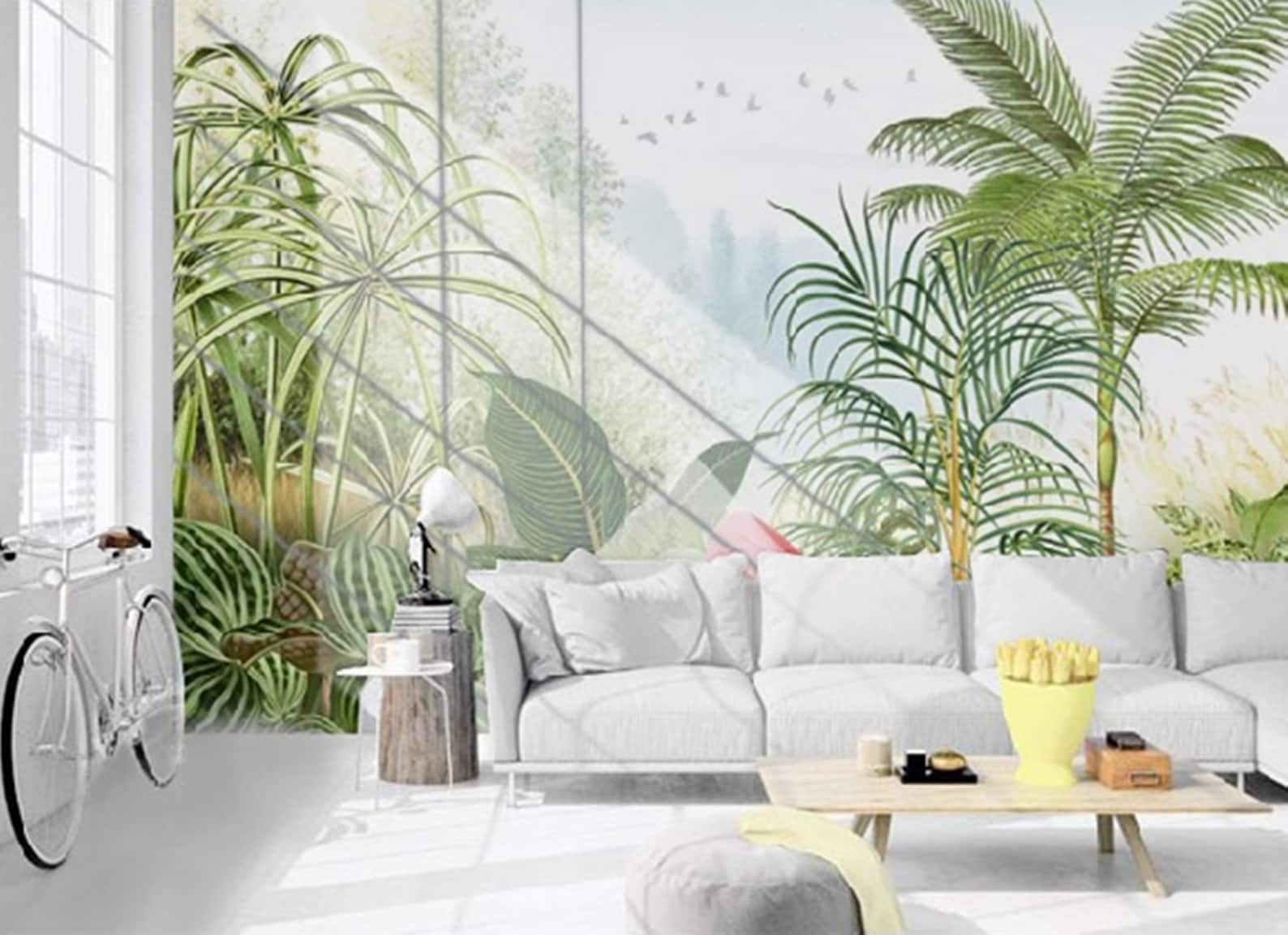 Floral Wallpaper Stick Wallpaper Forest Green Leaves - Etsy