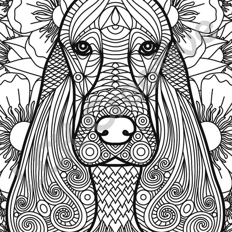 A4 English Cocker Spaniel Colouring Page Geometric Dog Face - Etsy ...