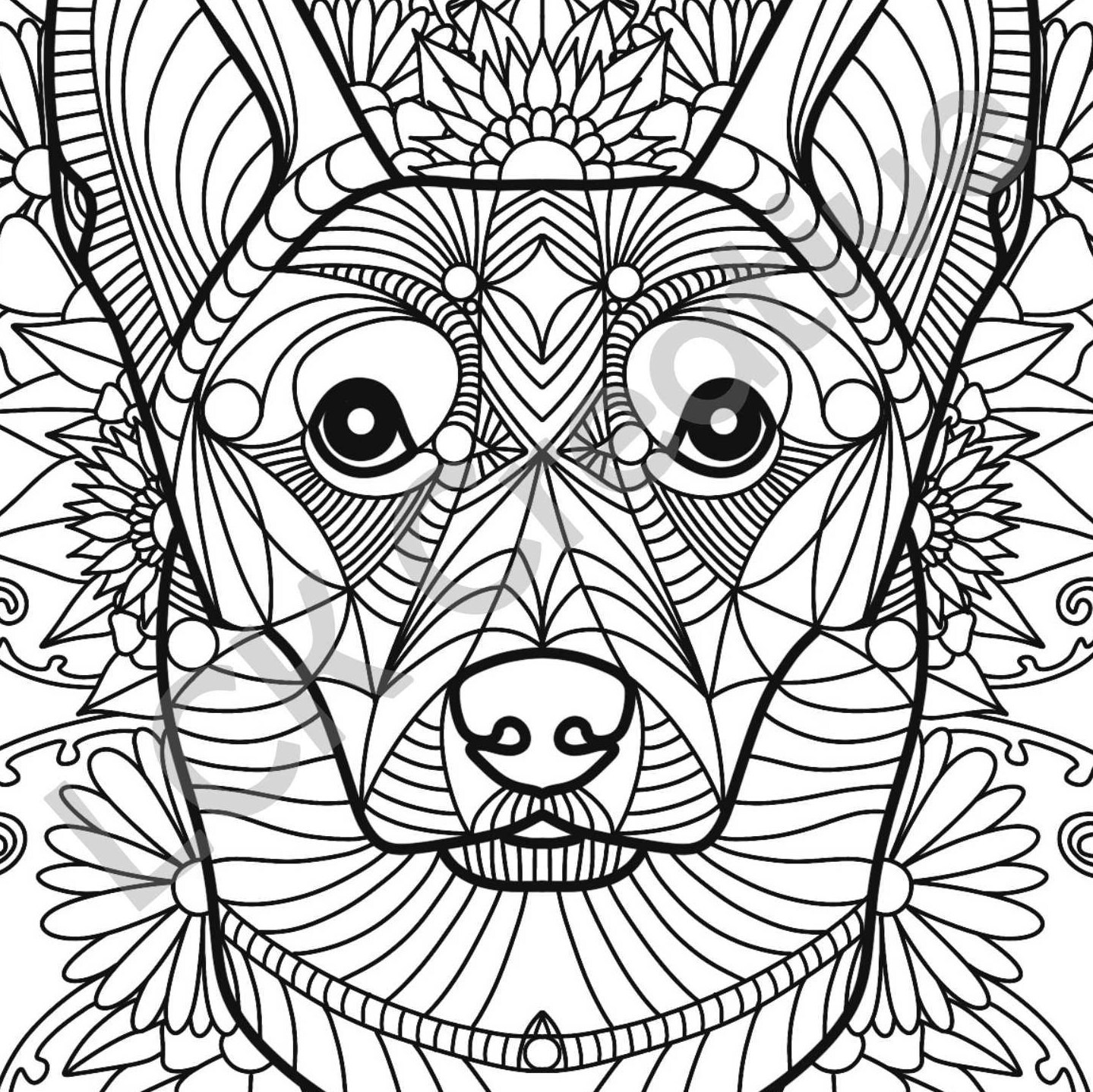 Letter Size Corgi Geometric Pattern Coloring Page With Floral - Etsy