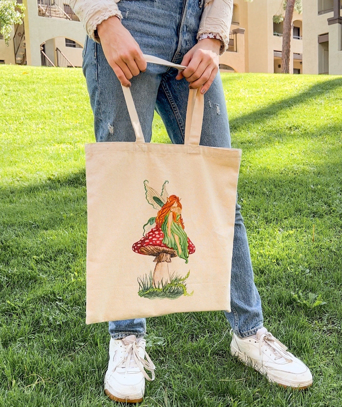 Fairy Tote Bag, Fairy Red Mushroom Bag, 100% Cotton Reusable Bag ...
