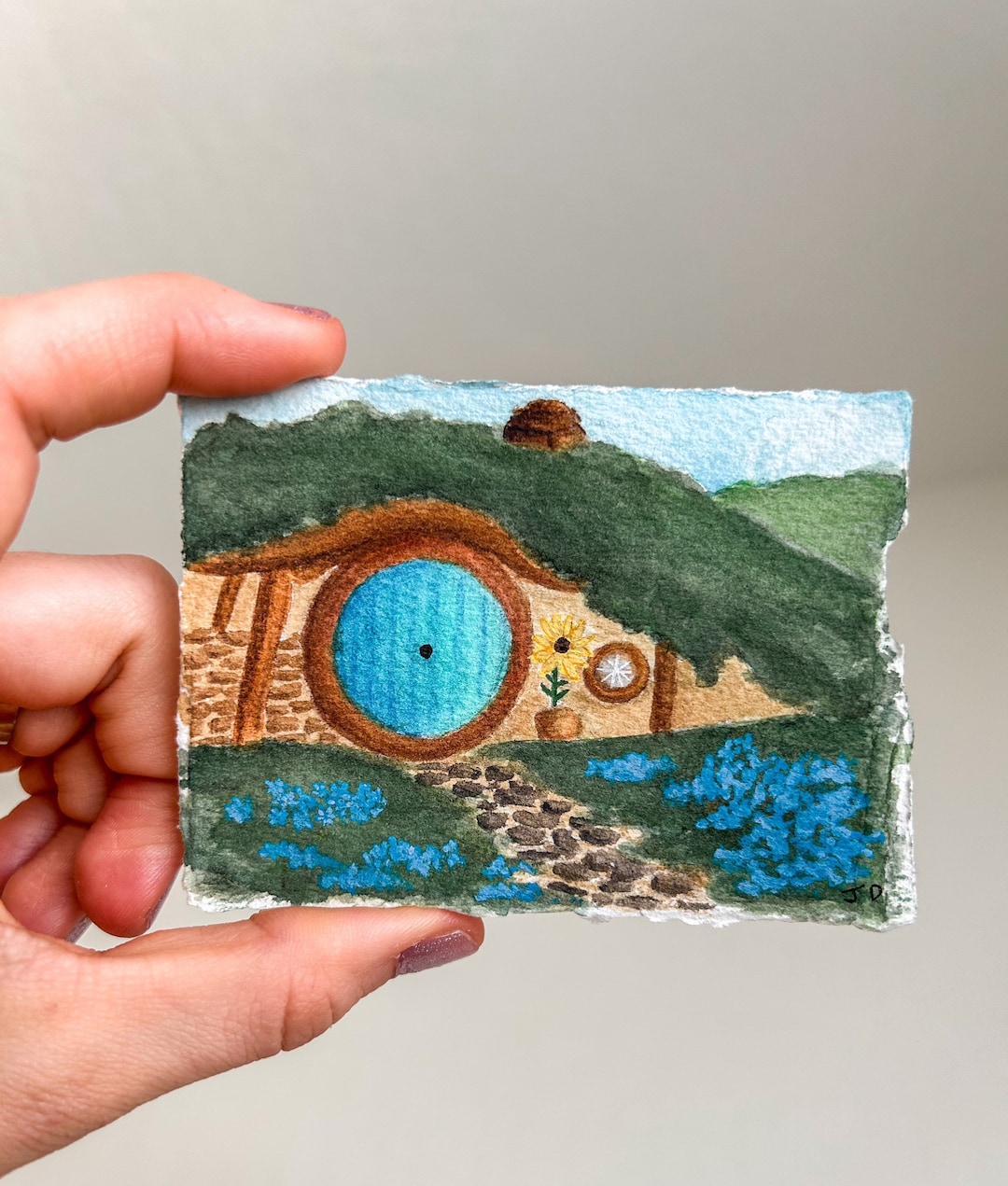 Hobbit Home Watercolor Painting Hobbiton Art Lord of the - Etsy