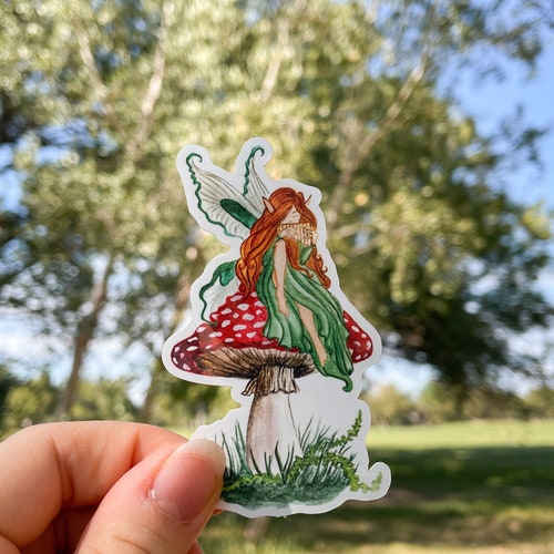 Fairy Sticker Red Mushroom Sticker Cottagecore Vinyl - Etsy