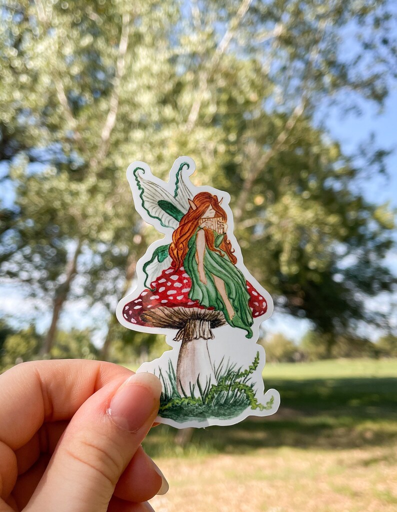Fairy Sticker Red Mushroom Sticker Cottagecore Vinyl - Etsy