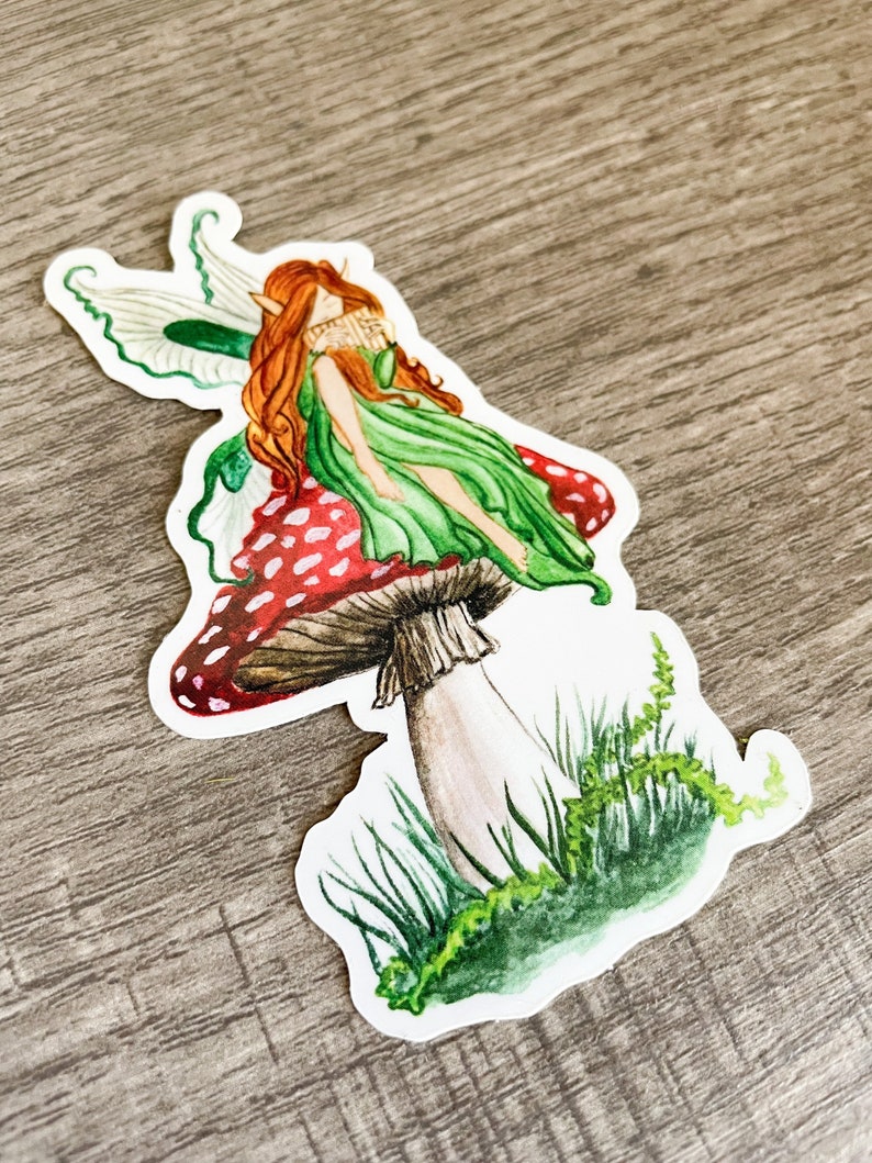 Fairy Sticker Red Mushroom Sticker Cottagecore Vinyl - Etsy