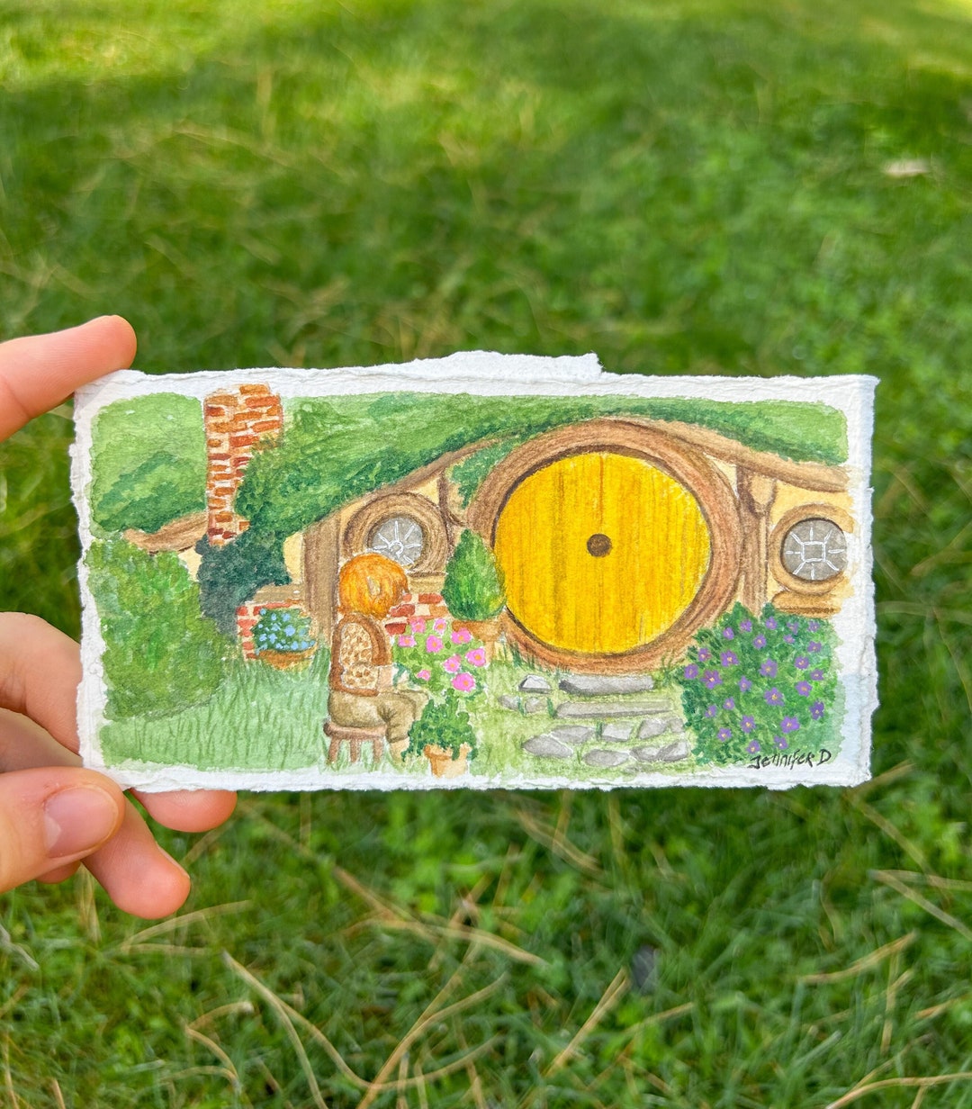 Samwise Gamgee Painting the Shire Art Hobbiton Hobbit Watercolor ...