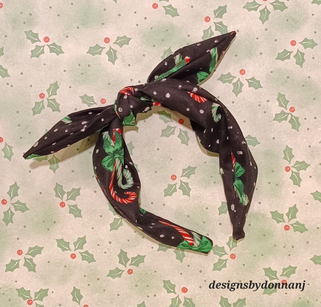 Christmas Top Knot Headband Santa Candy Cane Snowflake Gingerbread ...