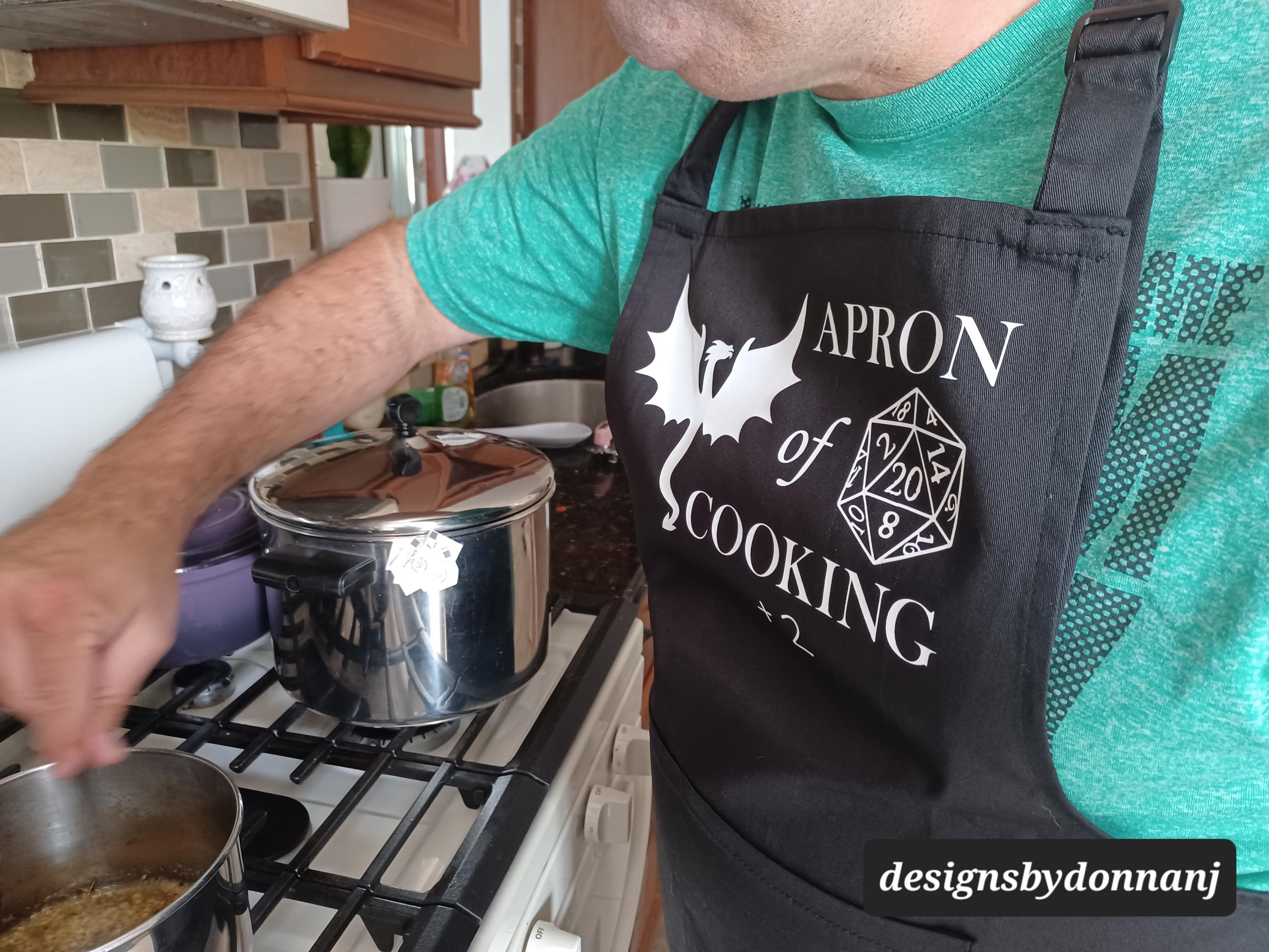 Cooking Apron Gaming Themed Dragon 20 Sided Die Dnd Role Playing Black ...