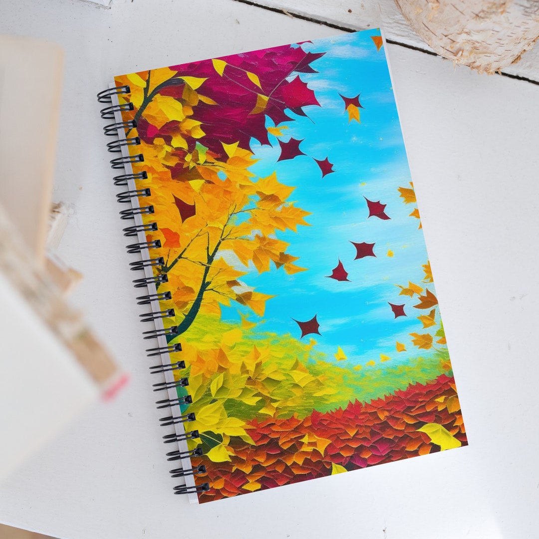 Stationery Notebookfall Leaves Dotted Spiral Notebook, Fall Leaves ...