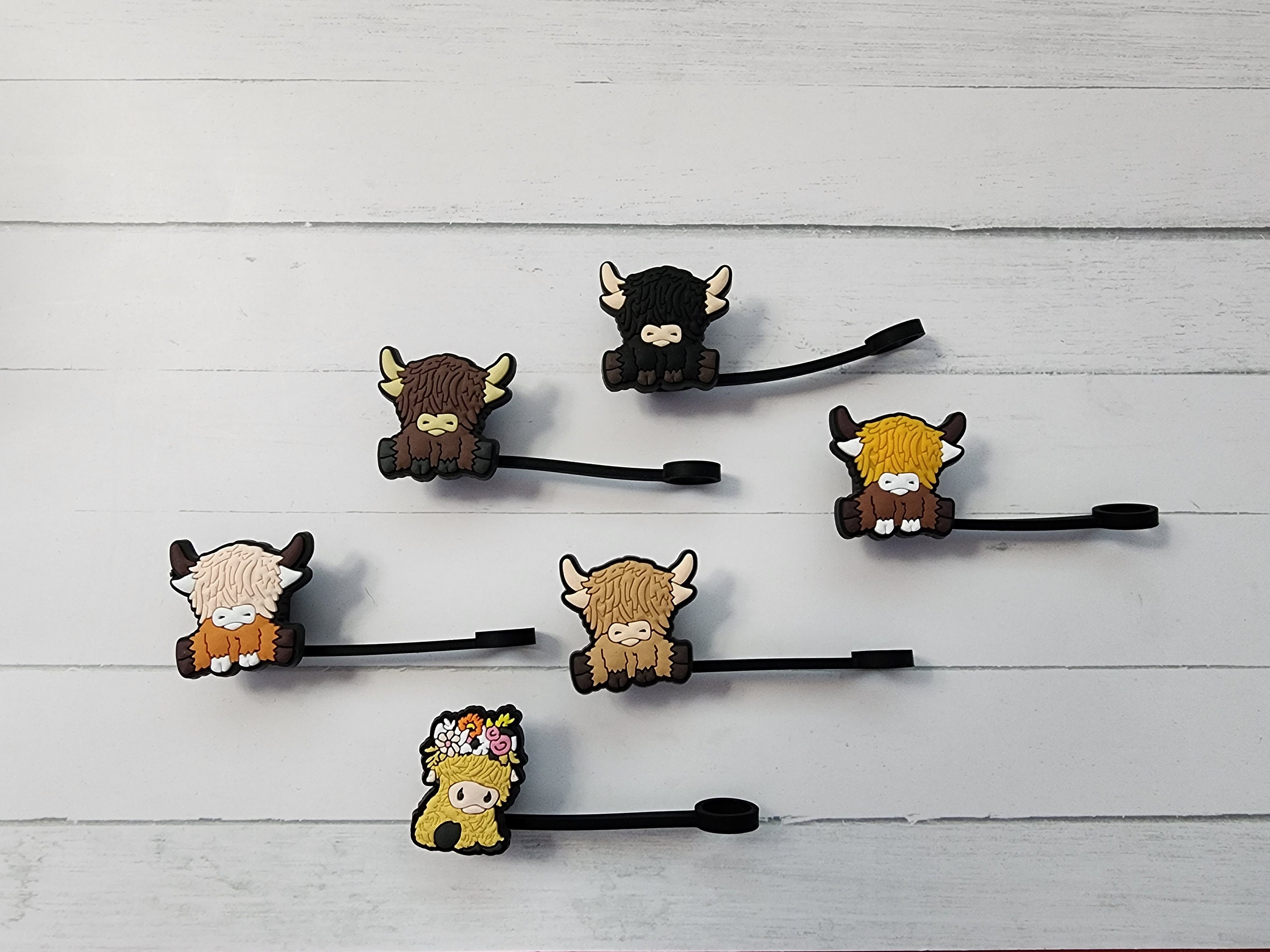 Highland Cow Straw Topper Silicone Highland Cow Straw Cap Highland Cow ...