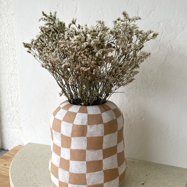 Checkered Flower Vase - Etsy