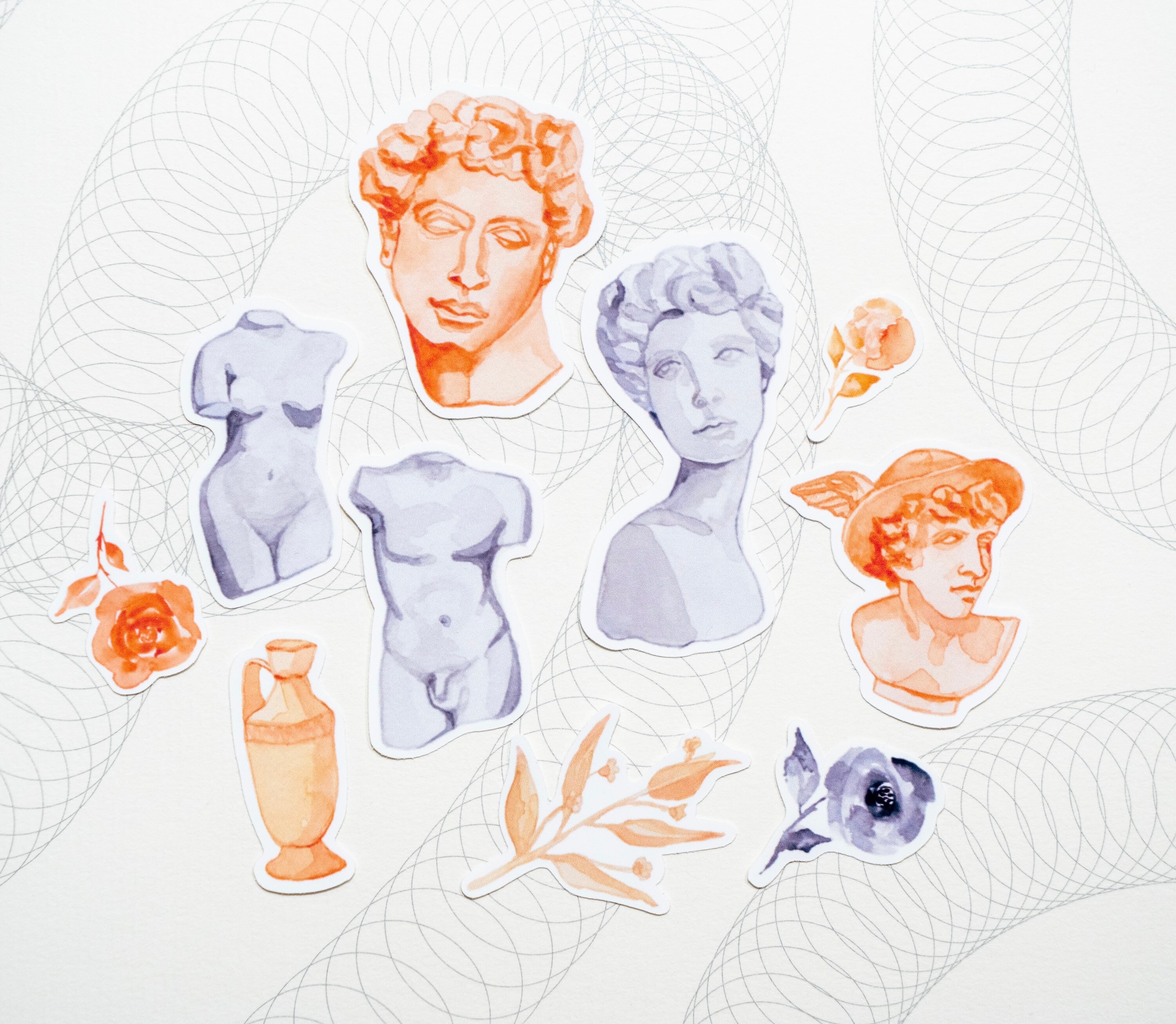 The Greek Collection Sticker Set Watercolor Stickers for - Etsy