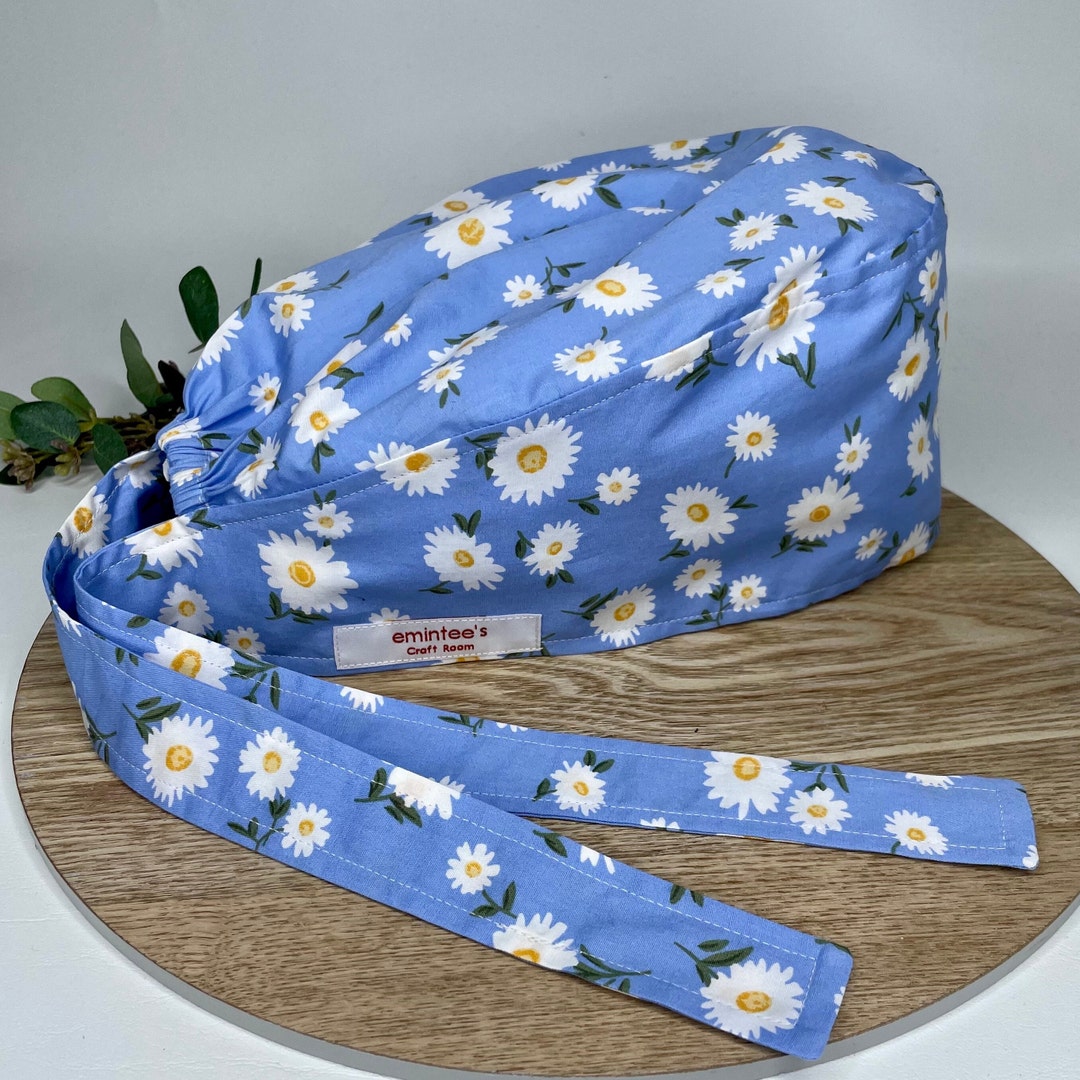 Blue Daisy Scrub Cap/scrub Hat Nurse, Doctor, Surgical, Theatre, Vet ...