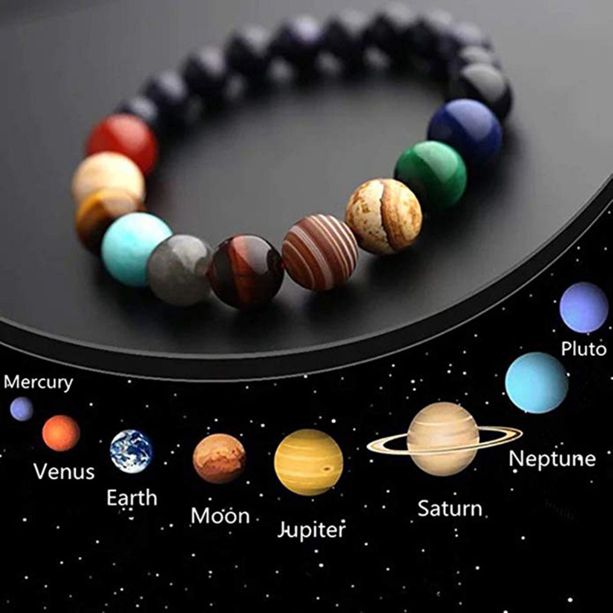 Bracelet Universe Galaxy Eight Planets Bead Bracelet Men and Women, Gem ...