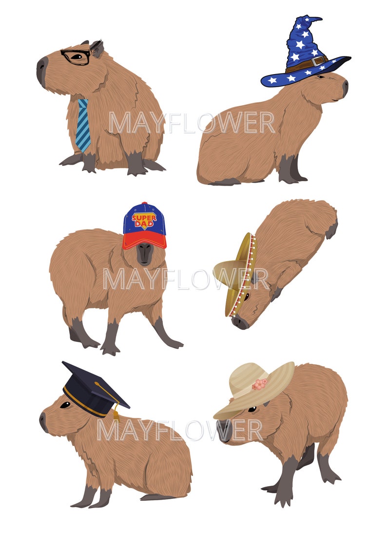 Capybaras Digital Download 12 Images Printable Cut Outs Stickers ...