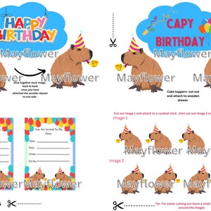 Capy Birthday Digital Download Capybara Party Bundle Personalised ...