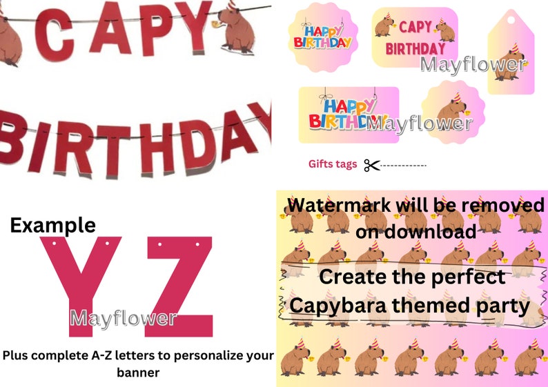 Capy Birthday Digital Download Capybara Party Bundle Personalised ...