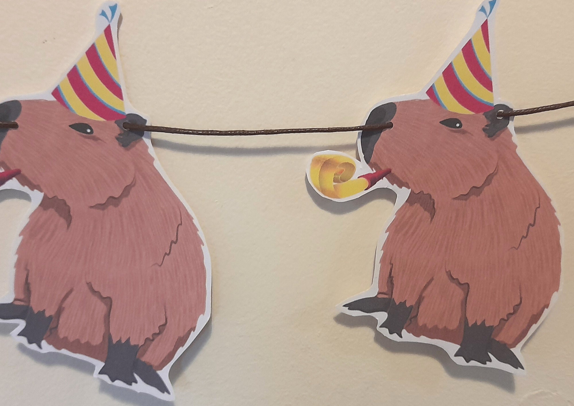 Capy Birthday Banner Bunting Pink Letters Cute Capybara Digital ...