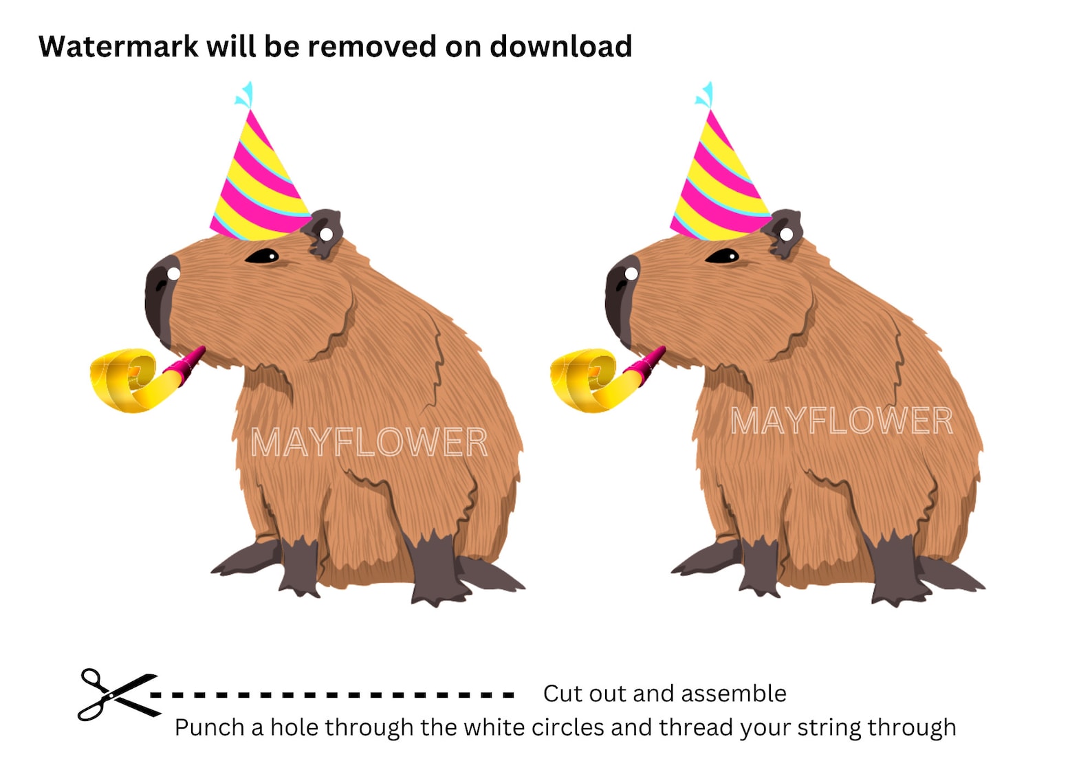 Capy Birthday Banner Bunting Digital Download Capybara Party Wall ...