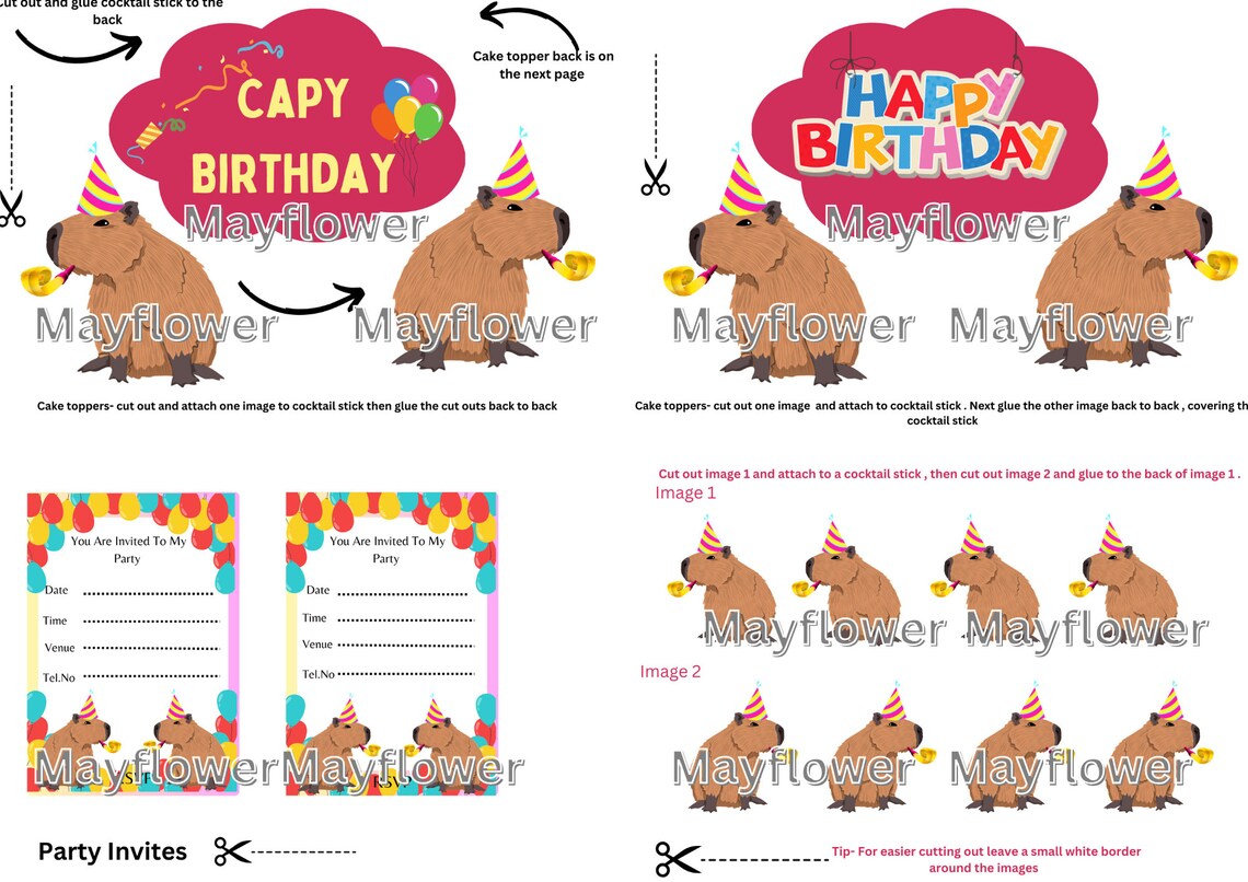 Capy Birthday Digital Download Capybara Party Bundle Personalised ...