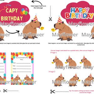 Capy Birthday Digital Download Capybara Party Bundle Personalised ...
