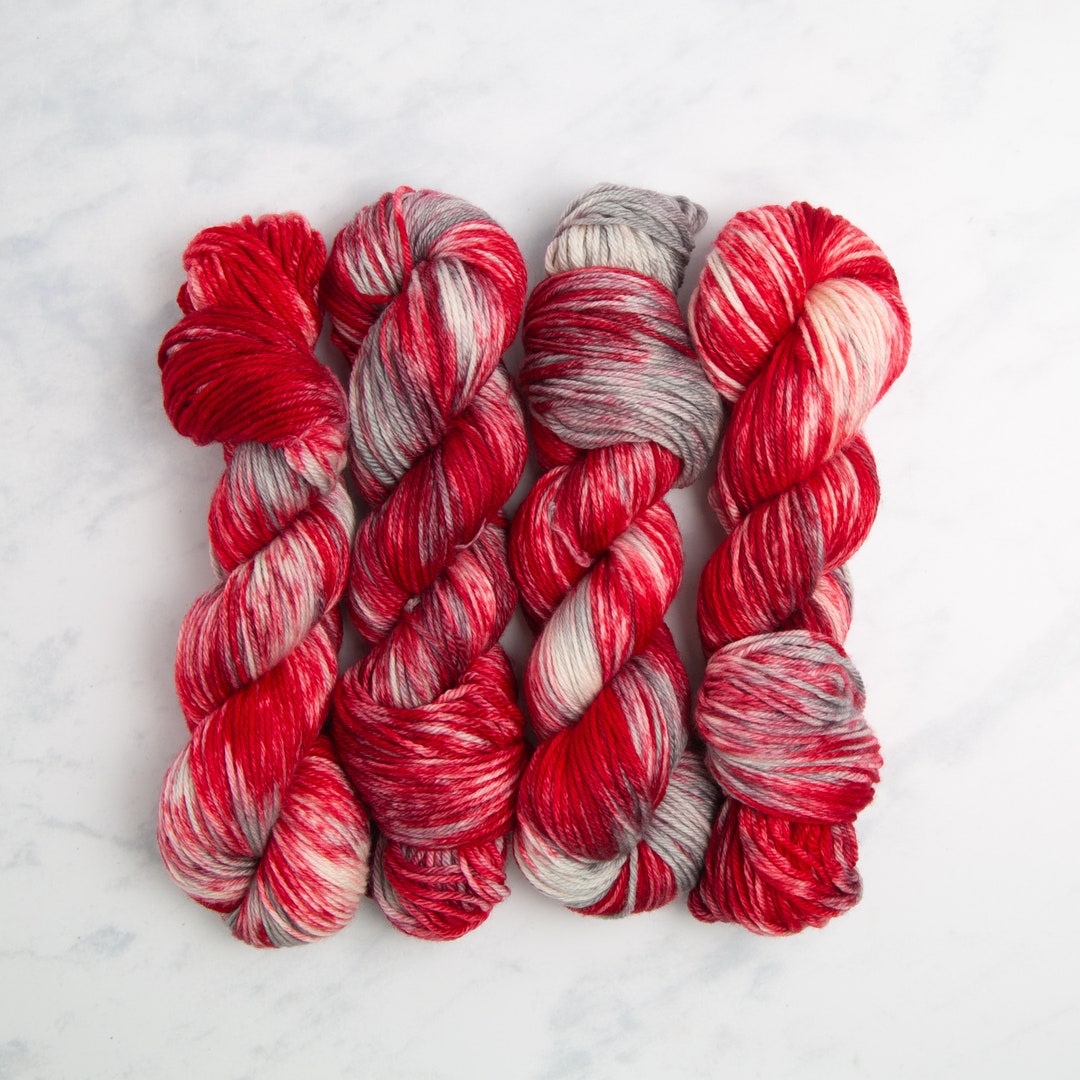 Redbird, Worsted Weight Yarn - Variegated Cardinal Red and Grey, Hand ...