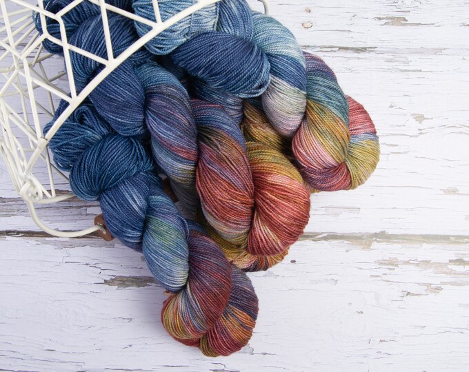 Mesa Deluxe Sock Fingering Weight Yarn Red/orange, Gold, Navy and ...
