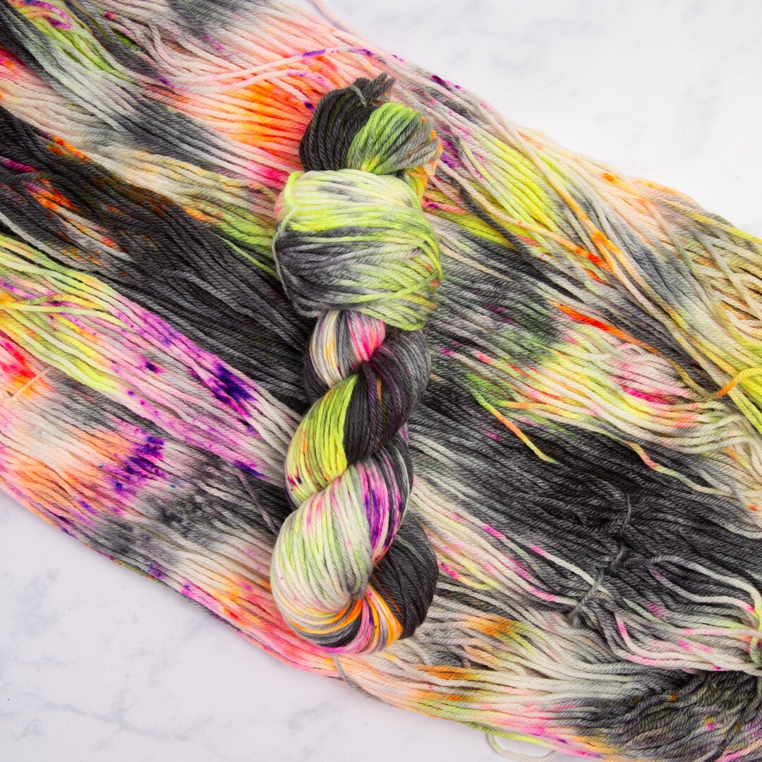 80s Dance Party Worsted Weight Yarn - Black Neon Yellow Pink Orange ...