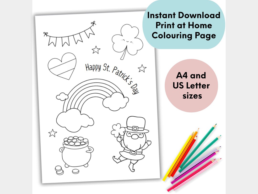 St. Patrick's Day Coloring Page for Kids, Printable Happy St Patrick's ...