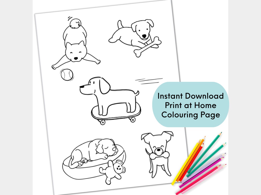 Printable Dog Coloring Page for Kids, Cute Puppy Colouring Sheet ...