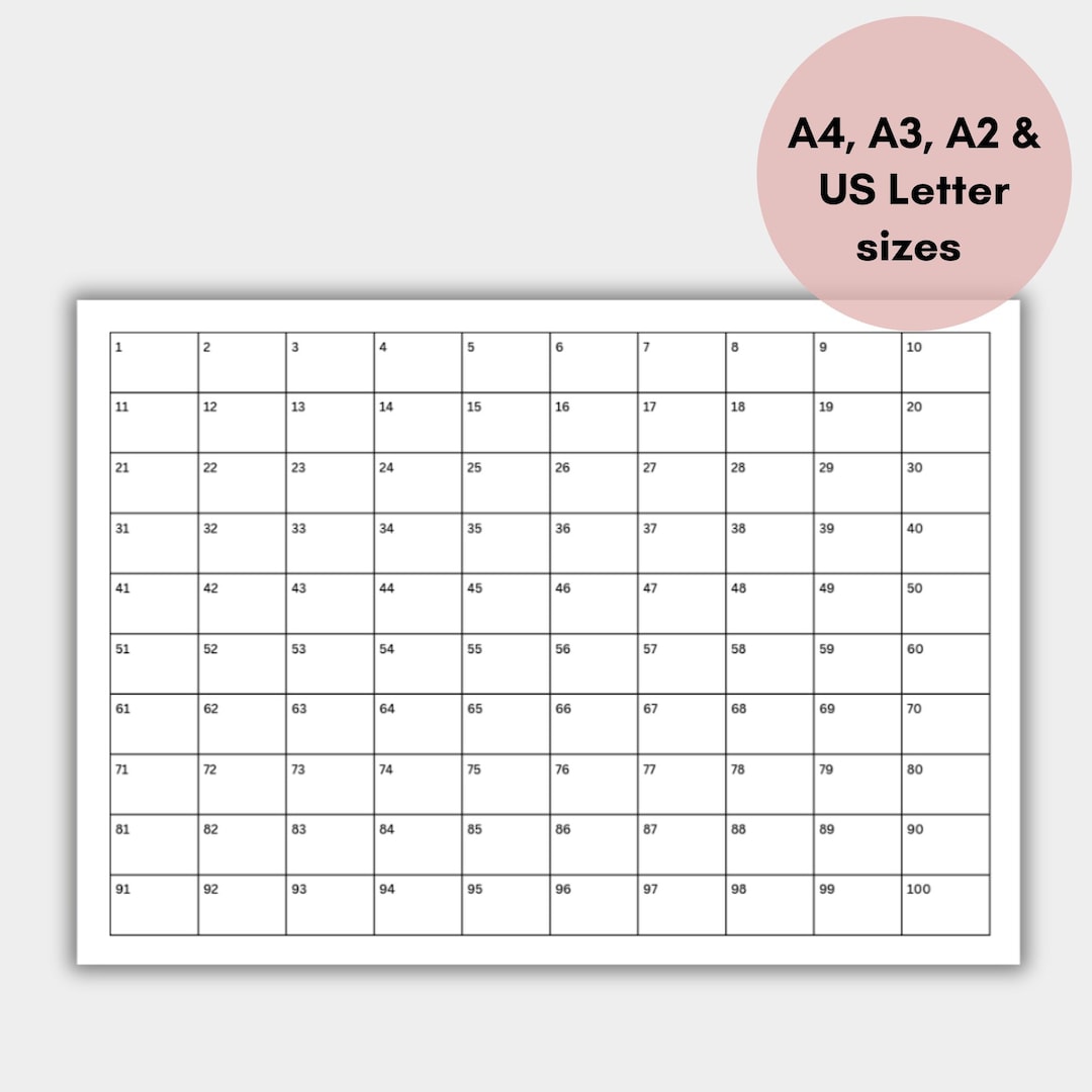 1 - 100 Fundraiser Grid, Printable 100 Square Raffle Board, 50 50 ...