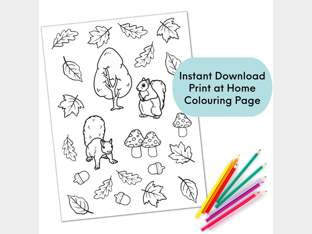 Autumn Colouring Page for Kids, Printable, Fall Colouring Sheet ...