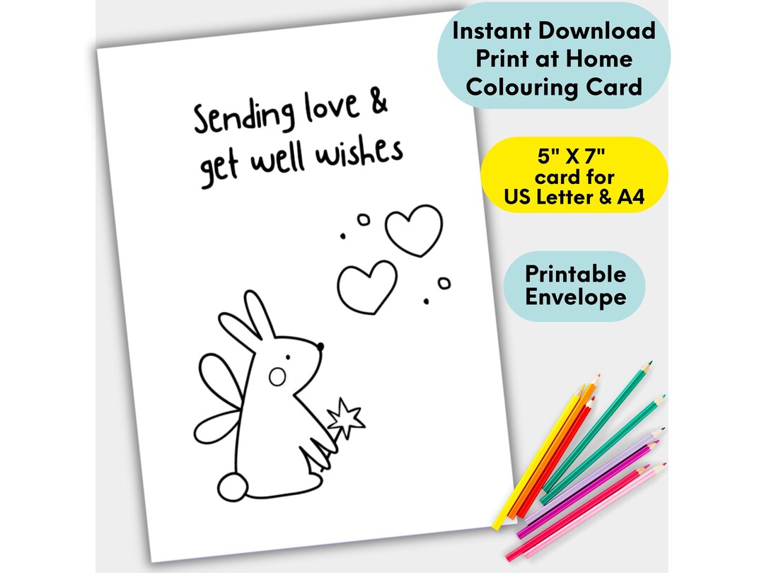 Printable Coloring Get Well Soon Card, Get Well Wishes Colouring Card ...