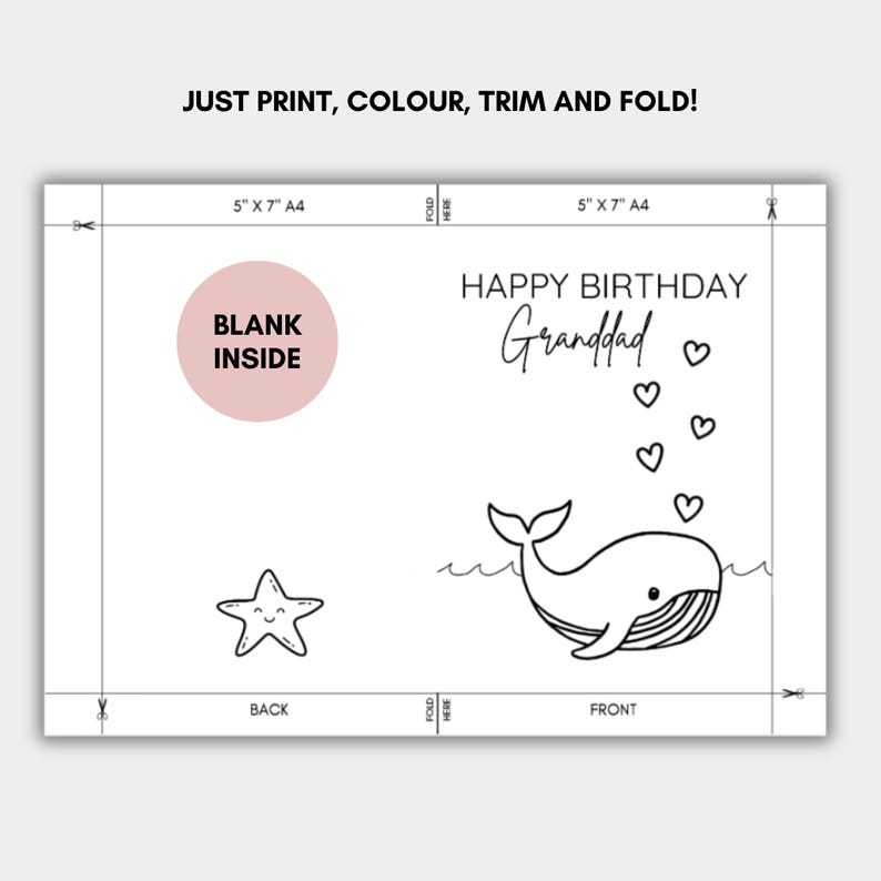 Granddad Coloring Birthday Card, Printable Granddad Coloring Card ...