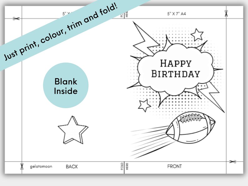Printable Coloring Birthday Card, American Football NFL Colouring ...