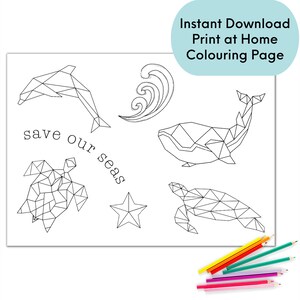 Printable Colouring Page Geometric Sea Creatures Colouring - Etsy