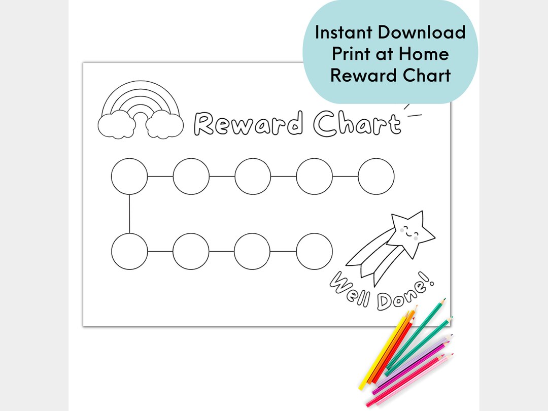 Printable Coloring Reward Chart for Kids or Toddlers, Chore Chart ...