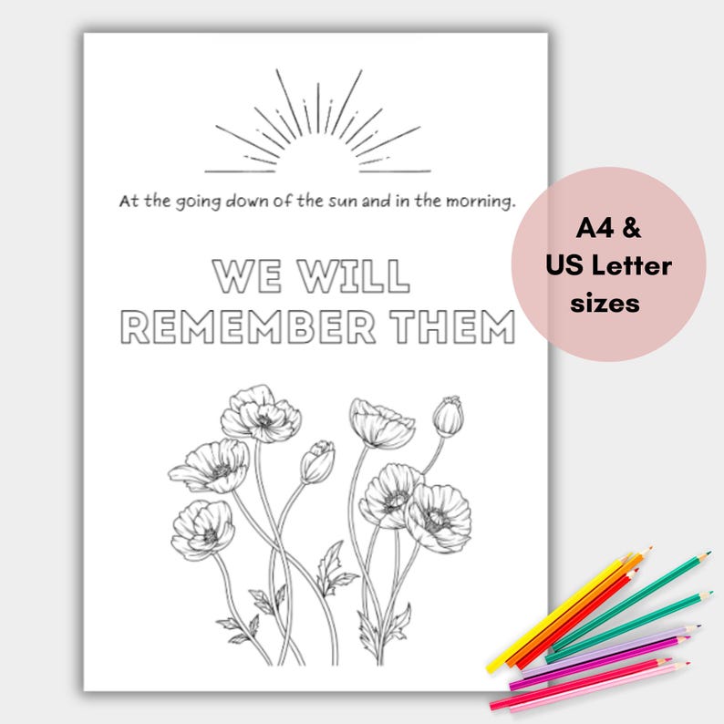 Poppy Coloring Page, Printable Memorial Day Coloring Sheet, ANZAC Day ...