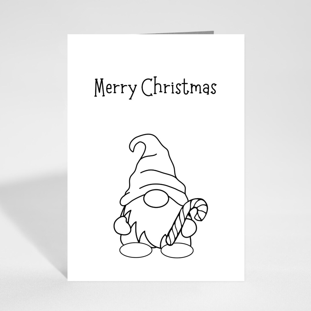 Printable Coloring Christmas Card for Kids, Gnome Gonk Coloring Card ...
